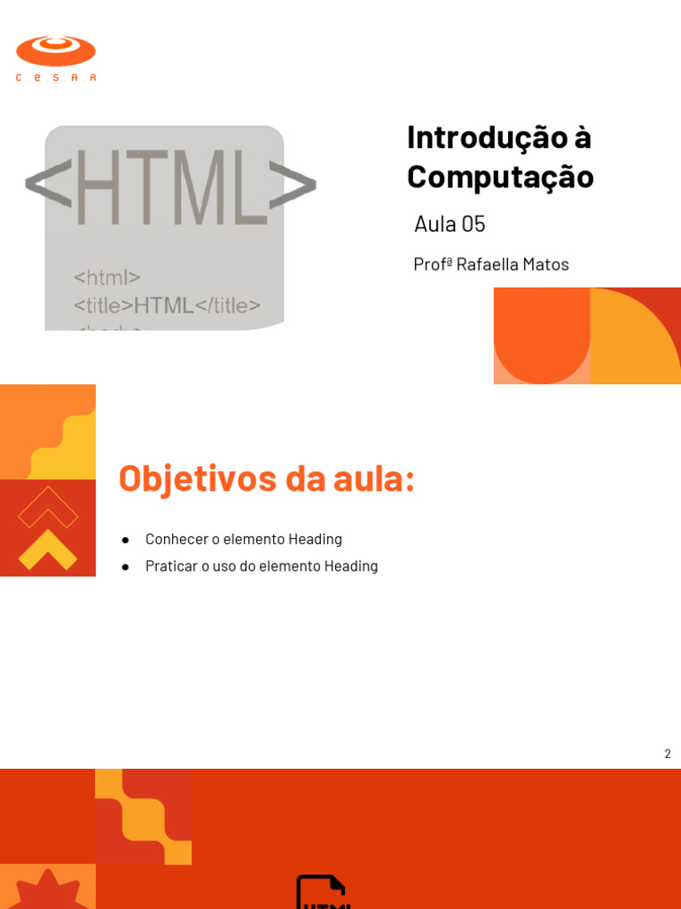 IC - Aula 05 (HTML) | PDF | Html | Rede mundial de computadores