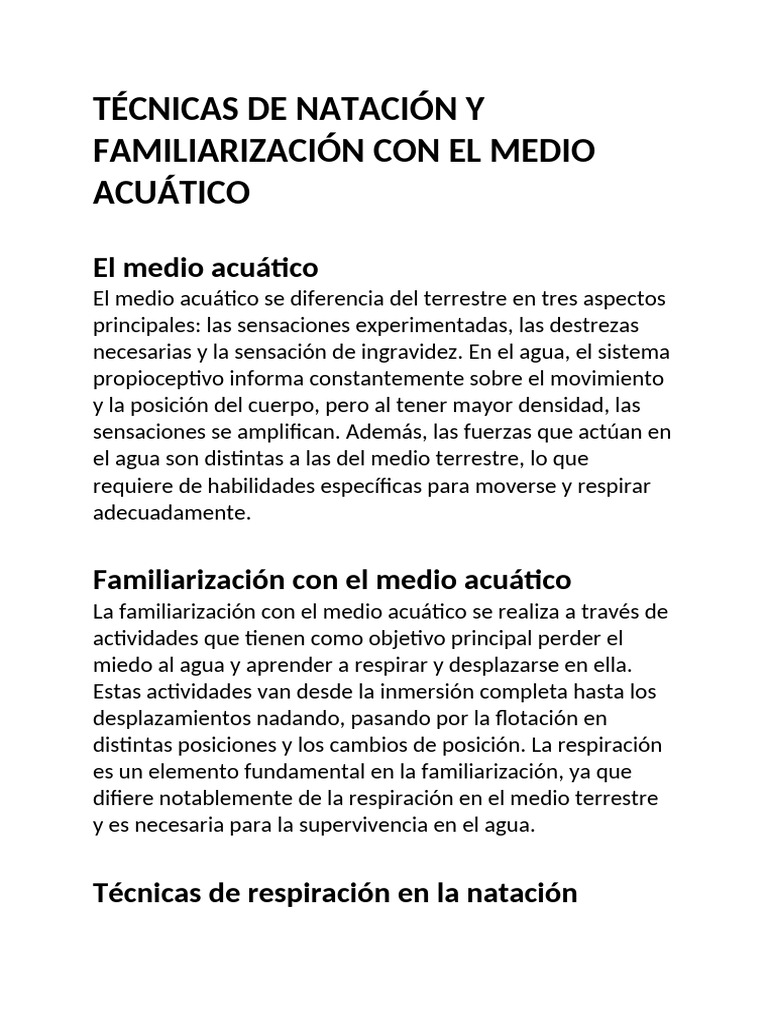 Resumen 2 Natación | PDF