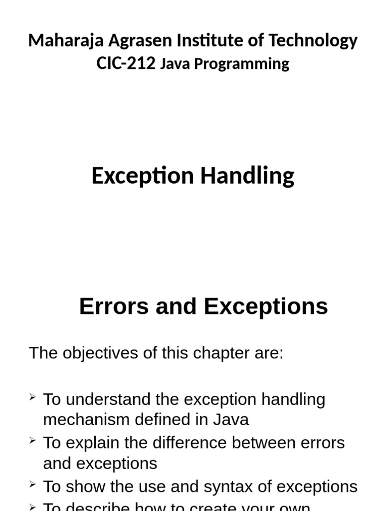 Lecture 15 Exception Handling Pdf Control Flow Class Computer Programming