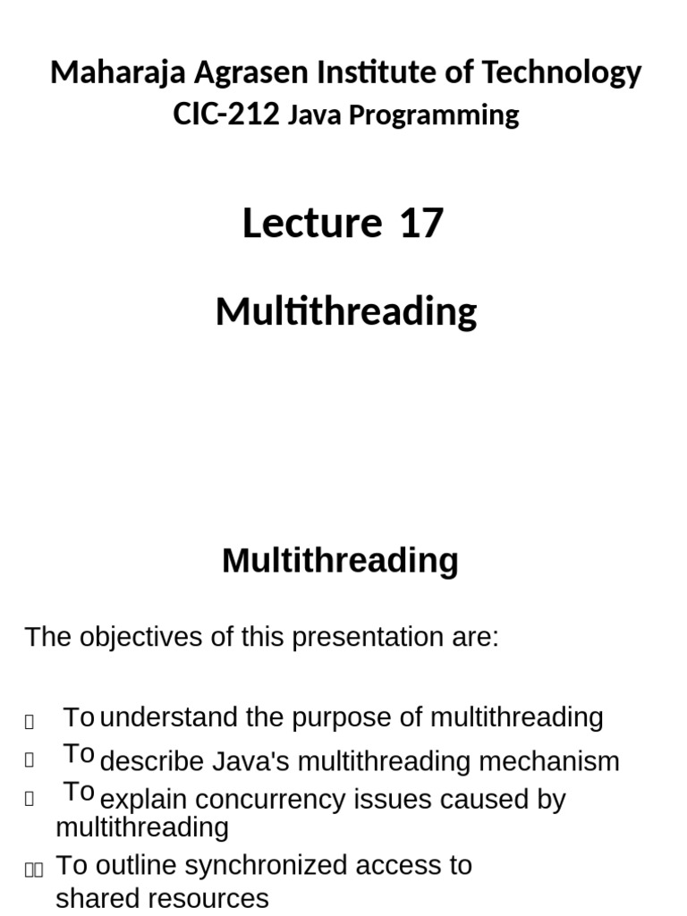Lecture 17 Multithreading | PDF | Process (Computing) | Thread (Computing)