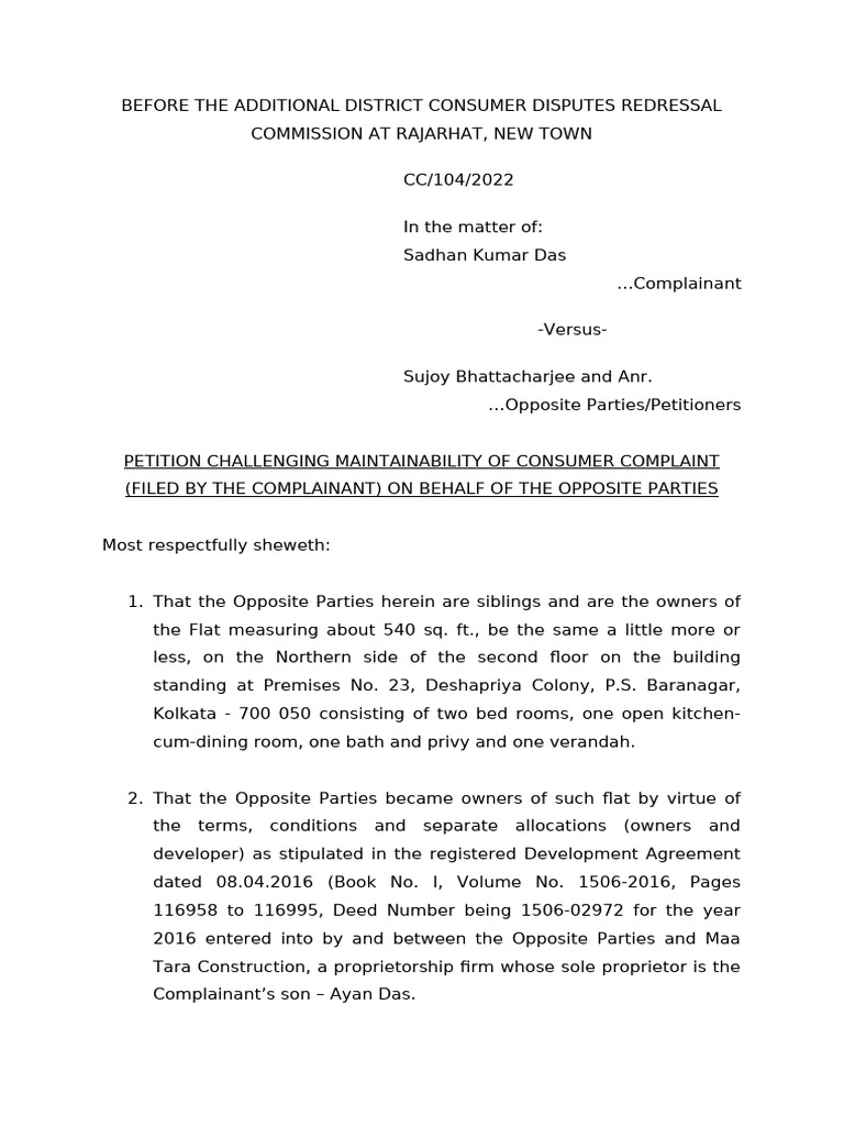 Maintainability Petition - Sujoy Bhattacharjee and Anr | PDF | Affidavit | Justice