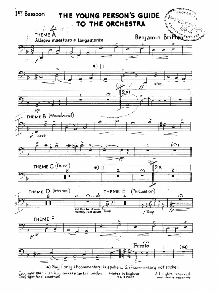 Young Persons Guide To The Orchestra Britten, B Bassoon 1, 2 | PDF