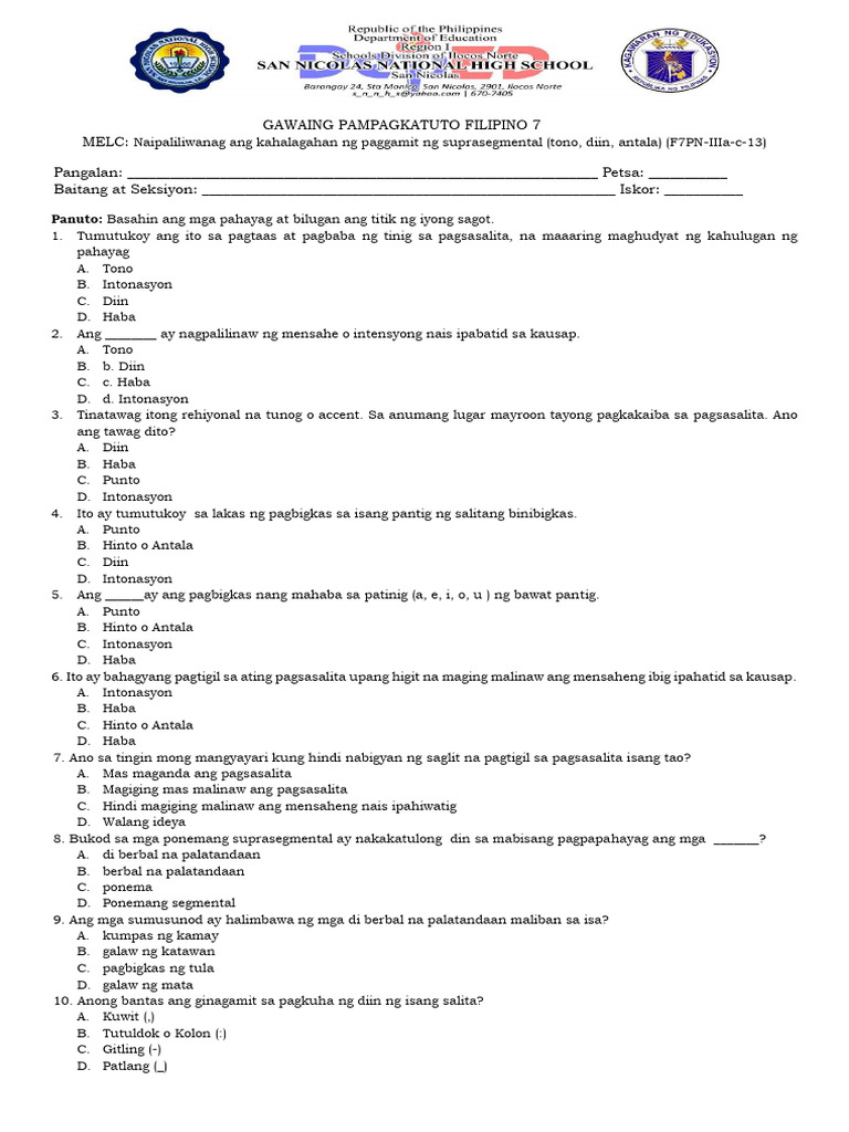 As q3 Filipino 7 Wk1-8 | PDF