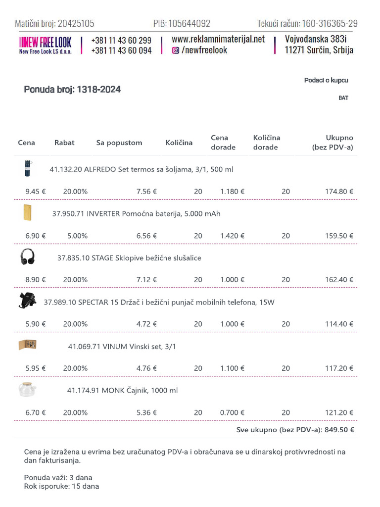 Ponuda Broj 1318 - Bat - Pokloni.izvlacenje.3 | PDF