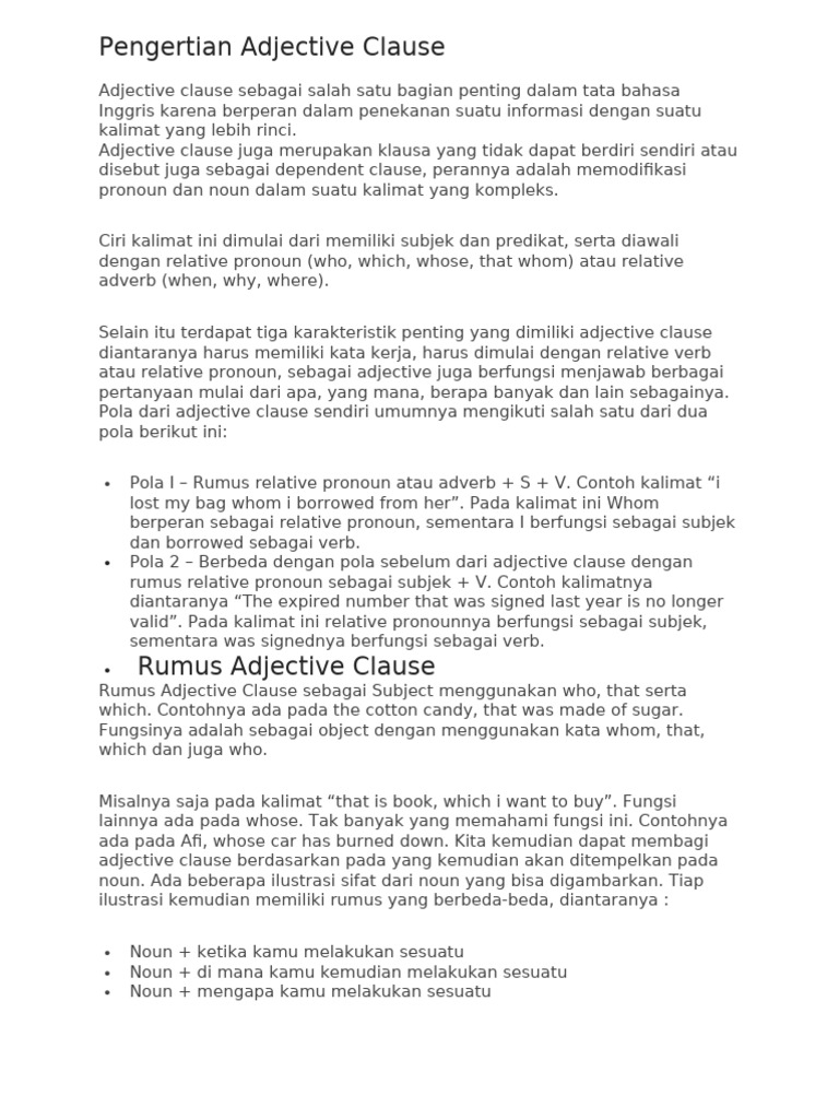 Panduan Lengkap Adjective Clause | PDF