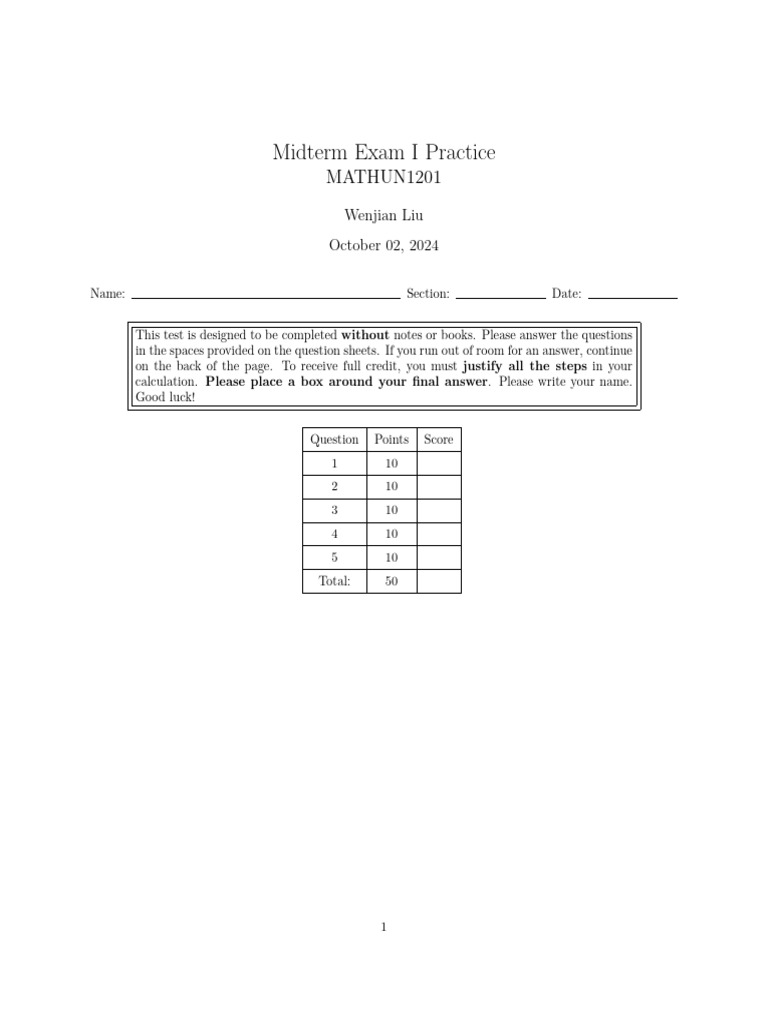 Midterm 1 Practice | PDF | Area | Euclidean Vector