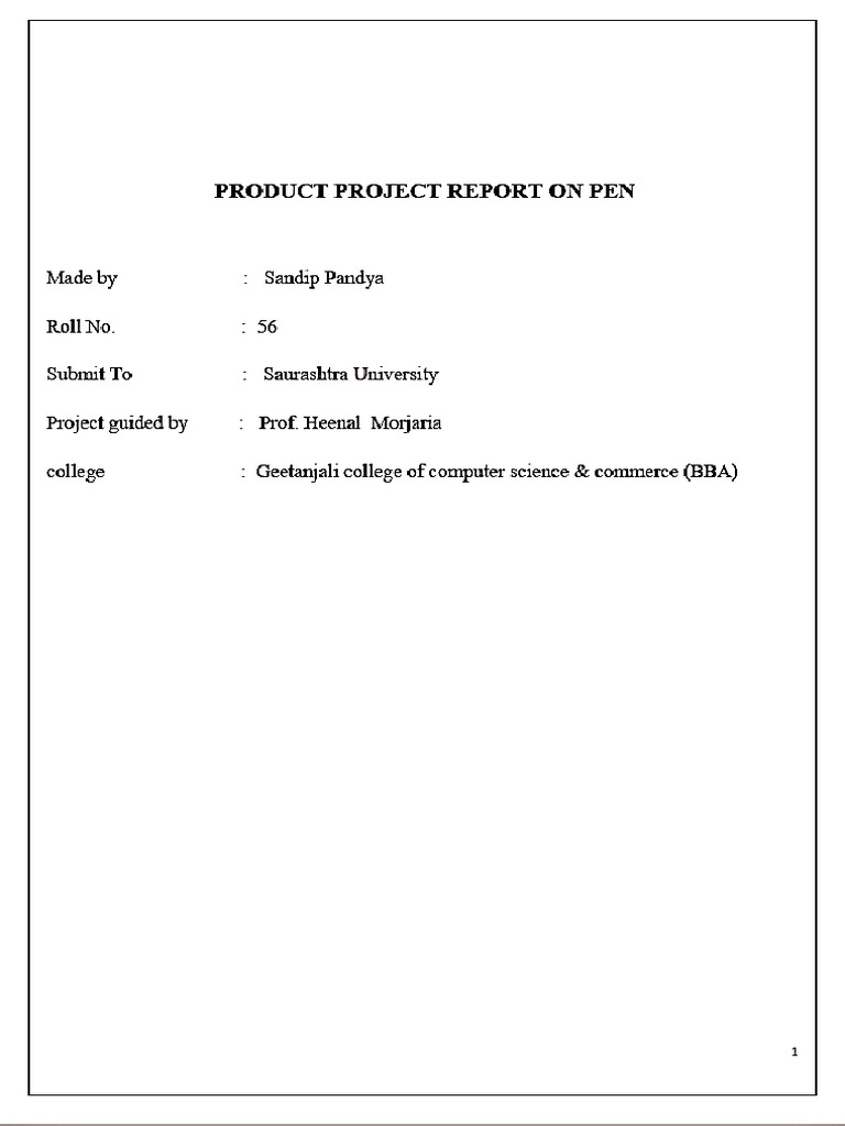 Product Project Report On Ball Pen | PDF