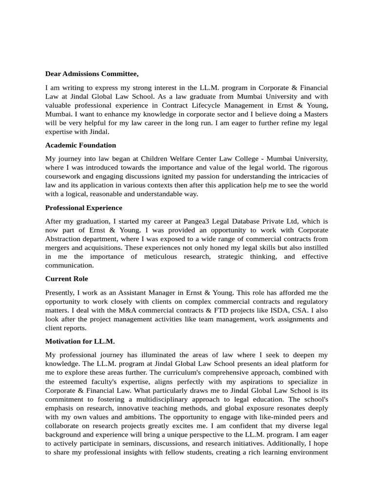 SOP for Jindal - Sachin Jatan | PDF | Behavior Modification | Learning