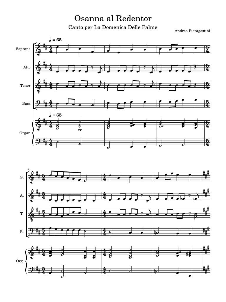Osanna al Redentor | PDF | Vocal Music | Pitch (Music)