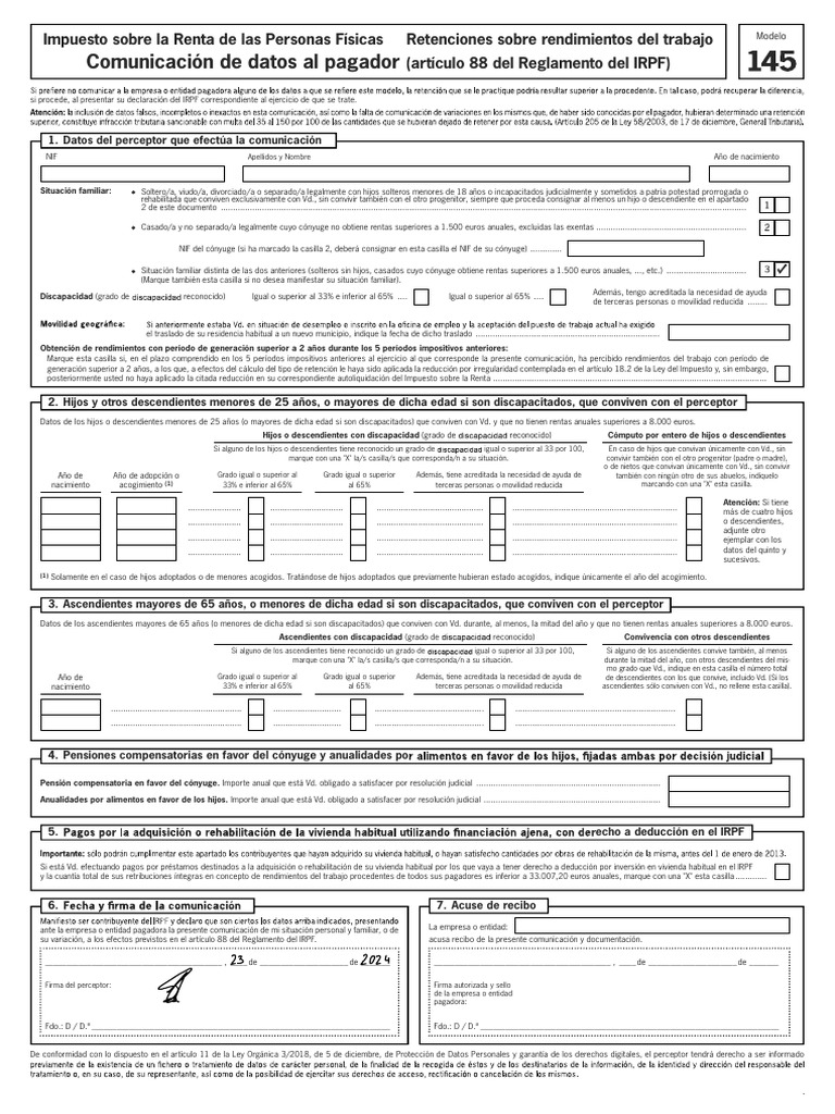 Modelo 145 Rellenable | PDF
