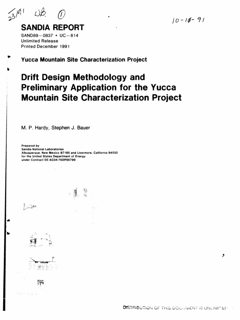 Drift Design Methodology and Preliminary Application For The Yucca ...