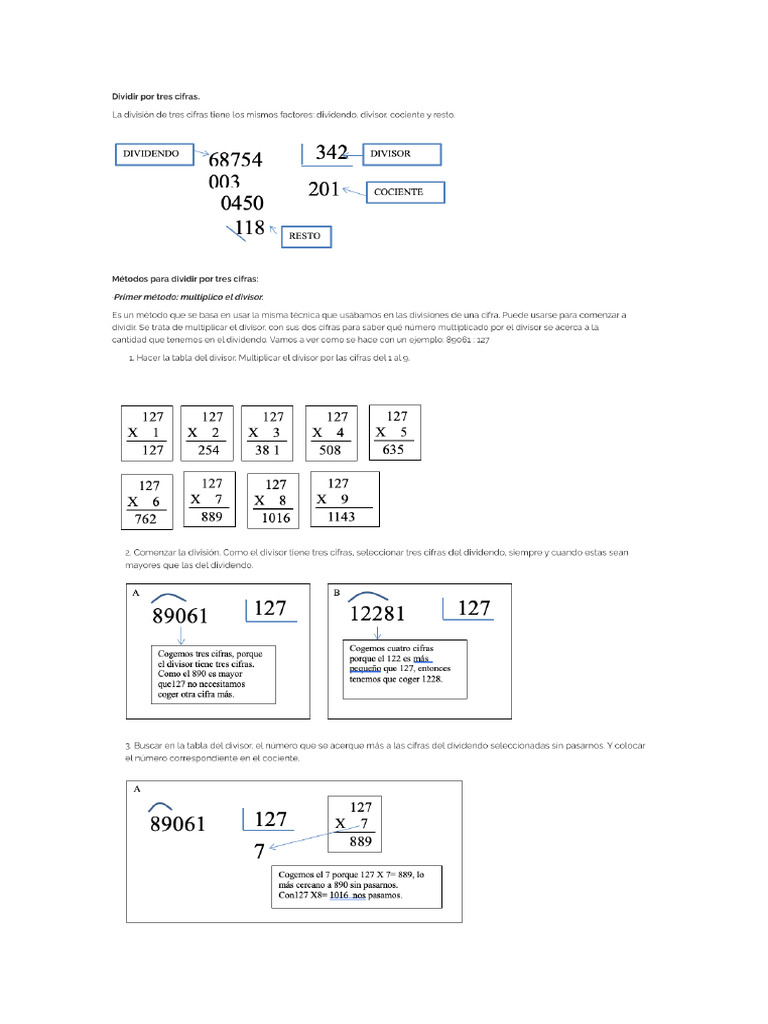 explicacion divisiones 3 cifras 1 | PDF
