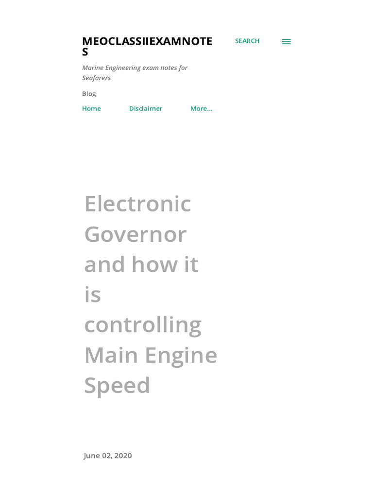 Electronic Governor and How It Is Controlling Main Engine Speed | PDF | Servomechanism | Electricity