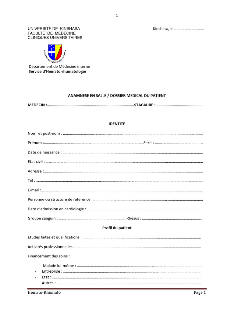 Anamnèse en Salle - Copie | PDF