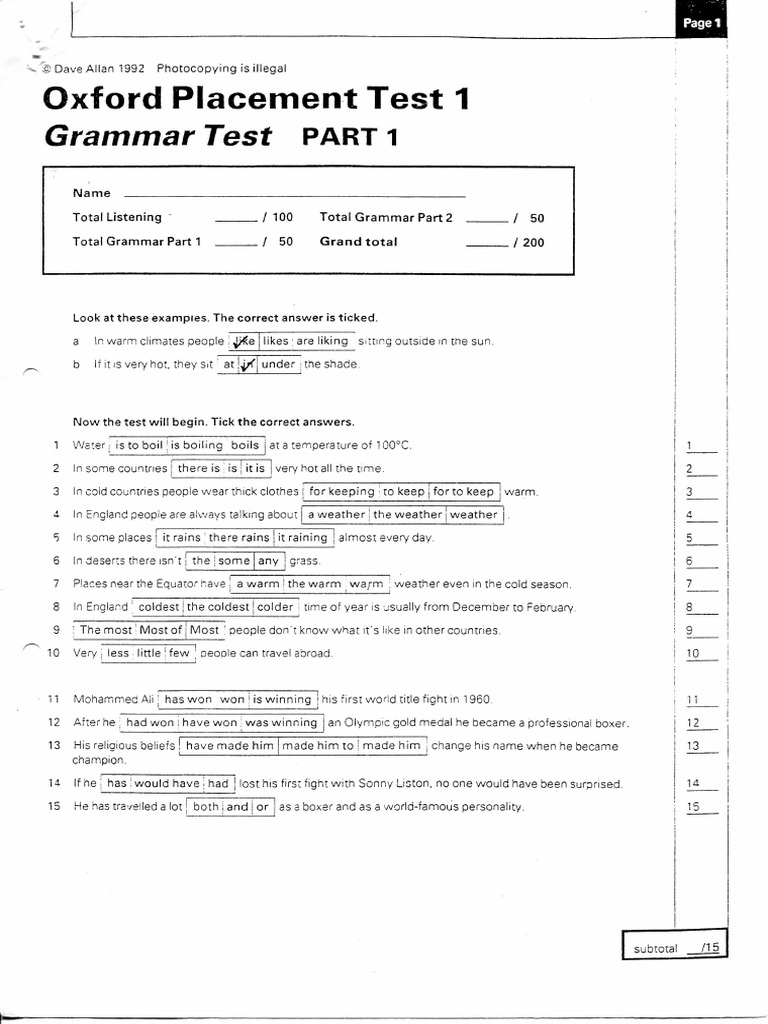 OPT1 Grammar | PDF