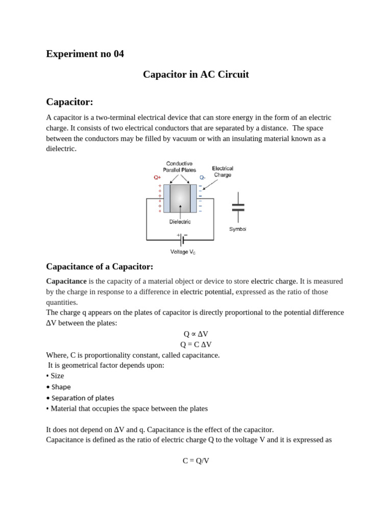 Capacitor Behavior in AC Circuits | PDF | Capacitor | Capacitance