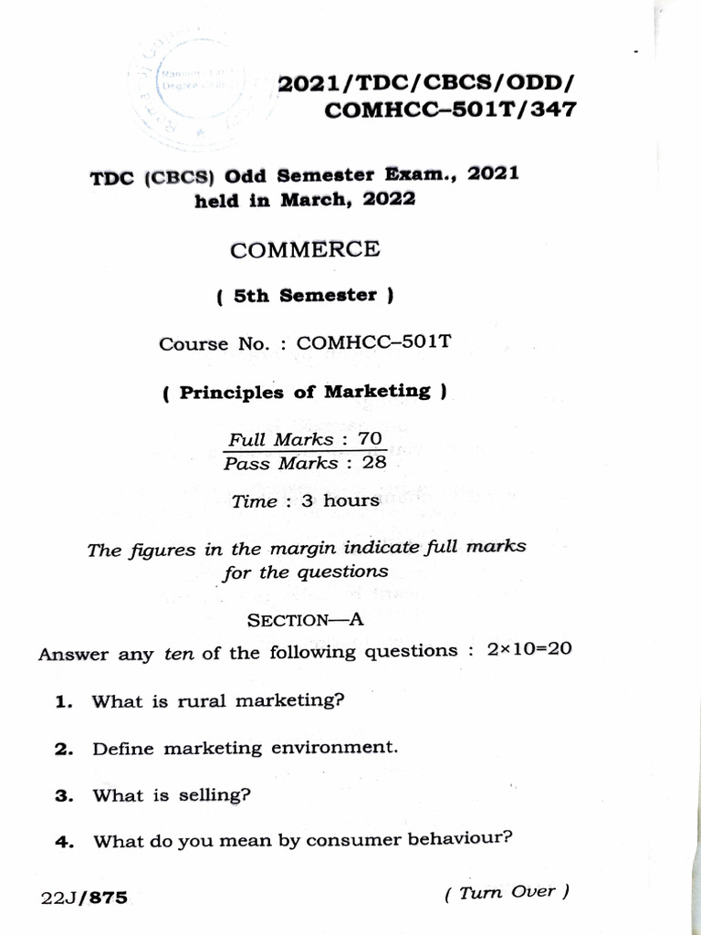 QUESTION PAPER COMMERCE | PDF