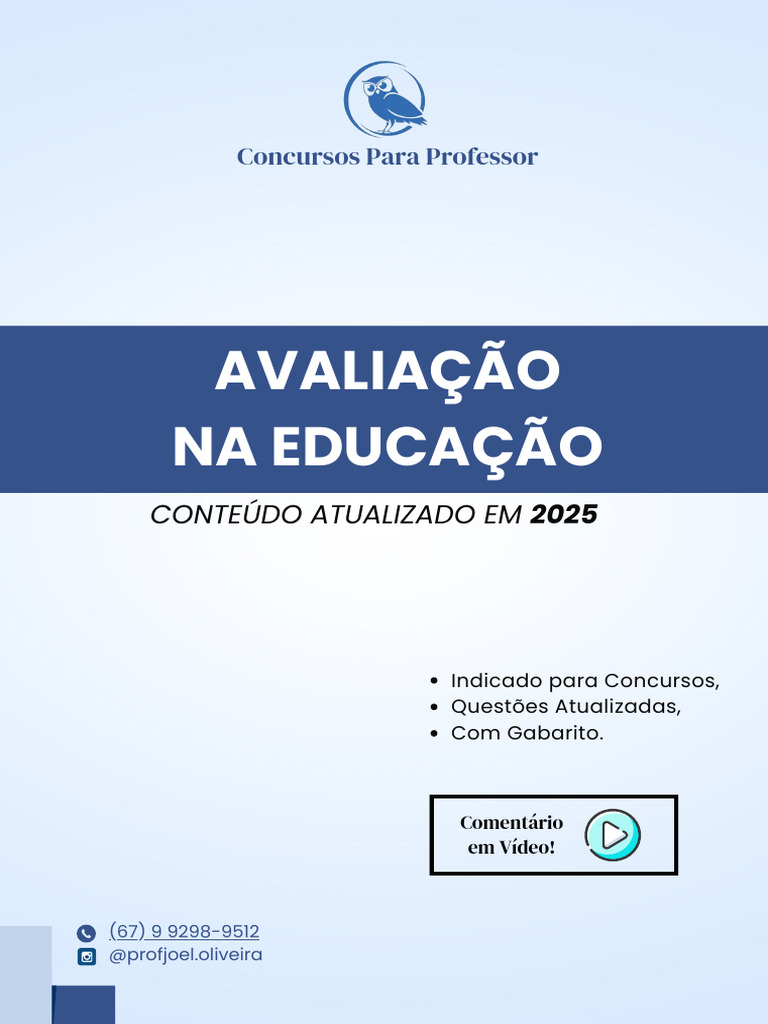 Avaliacao Educacional Concursos Para Professor 2025 | PDF | Pedagogia | Aprendizado