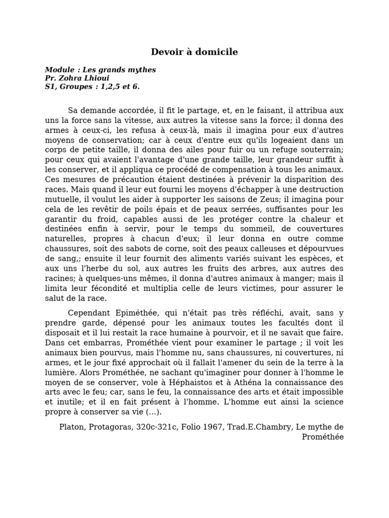 Les mythes de Prométhée et Epiméthée | PDF | Prométhée