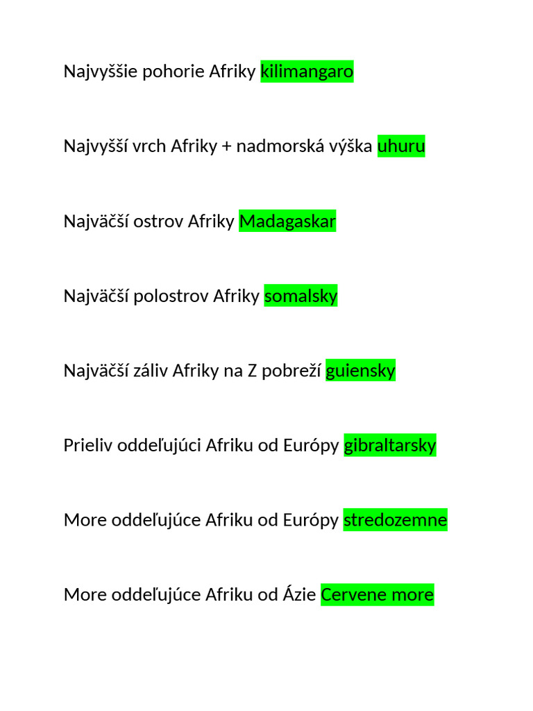 POJMY na opakovanie prírodné pomery | PDF