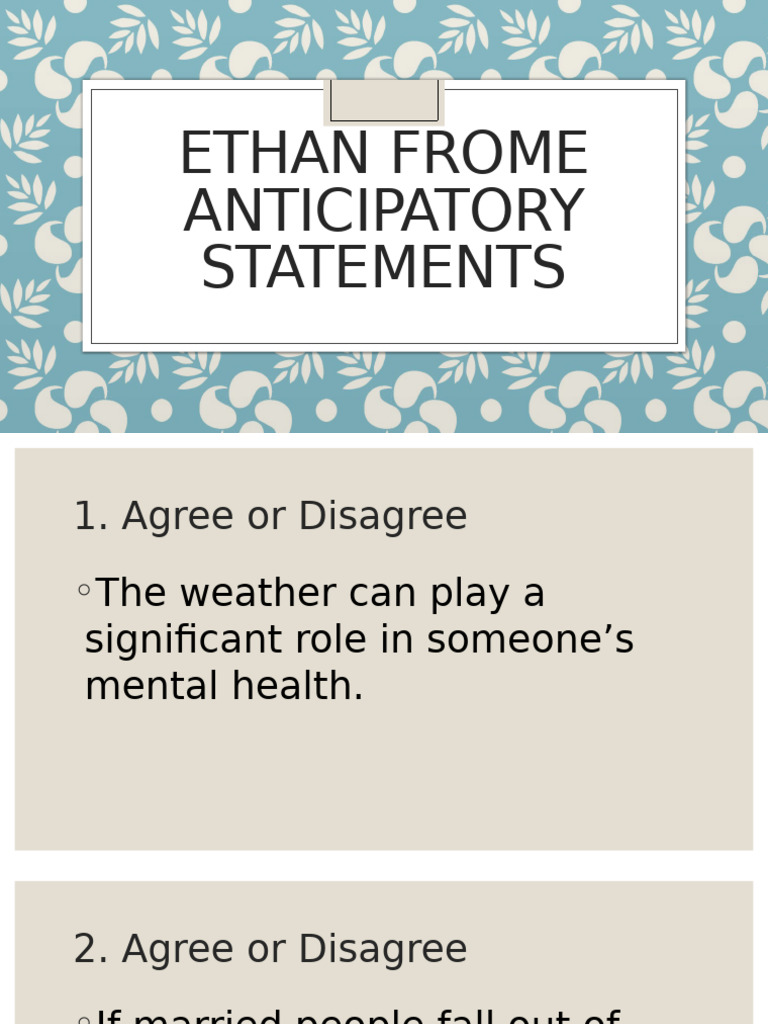 Ethan Frome Anticipatory Statements | PDF
