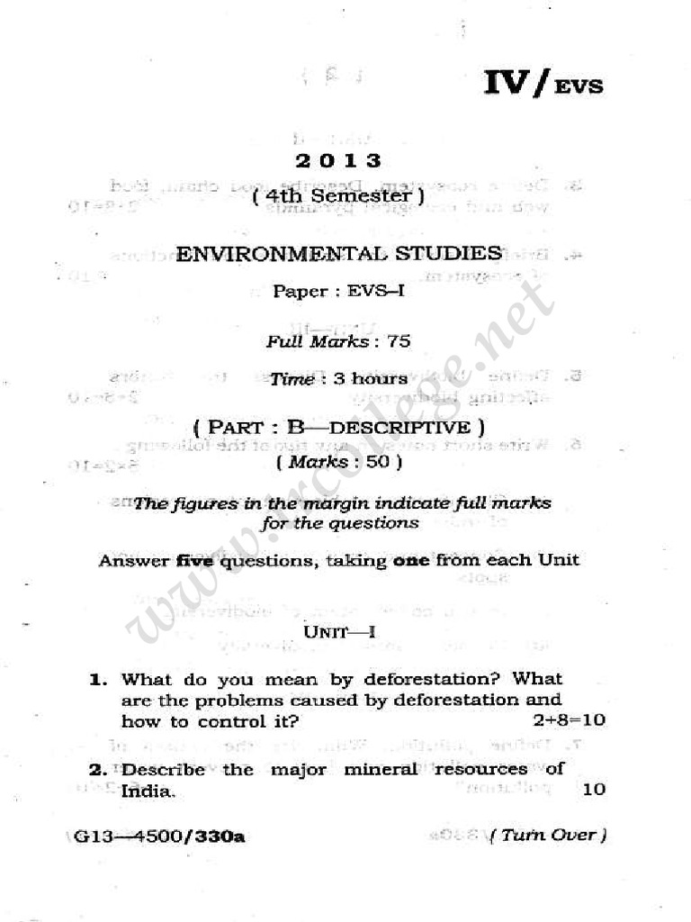 EVS 2013 (IV Sem) | PDF