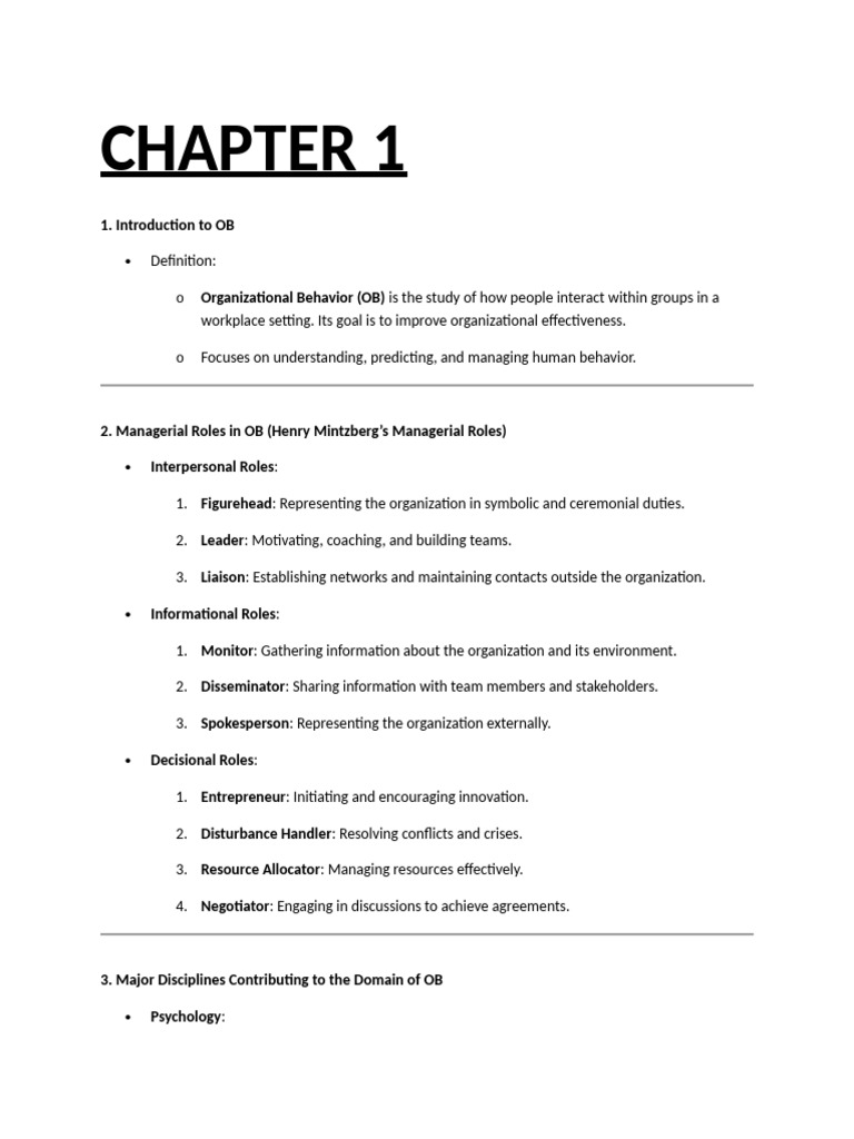 Managerial Roles in Organizational Behavior | PDF | Leadership ...