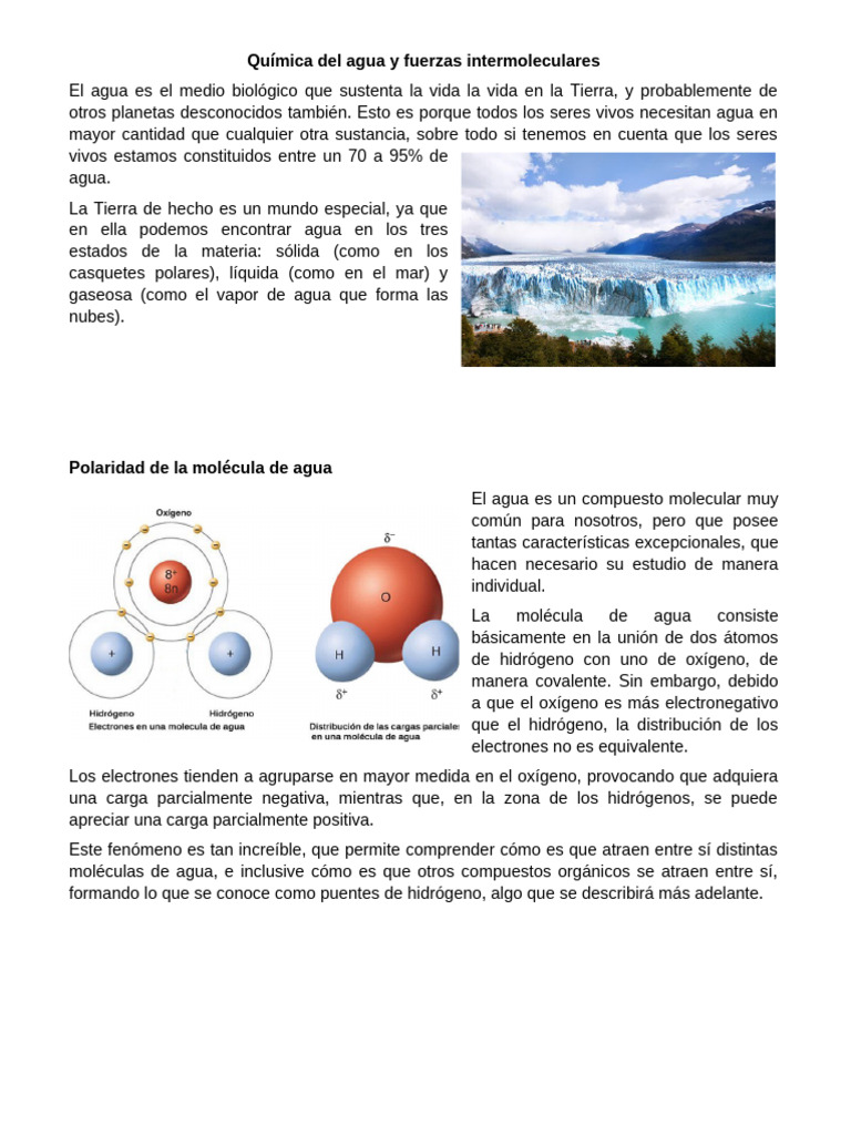 Química Del Agua | PDF | Polaridad química | Propiedades del agua