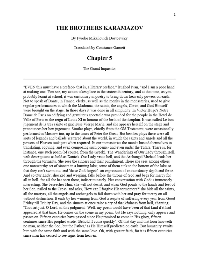 Chapter 5 Dostoevsky Brothers Karamazov | PDF | Thou | The Brothers ...
