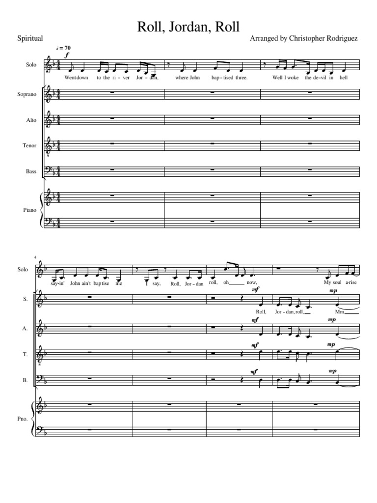 Roll Jordan Roll Unfinished | PDF | Musical Compositions | Singing