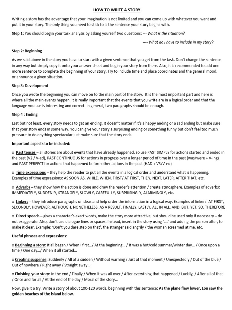 Story Writing Guide for Beginners | PDF | Syntax | Language Mechanics