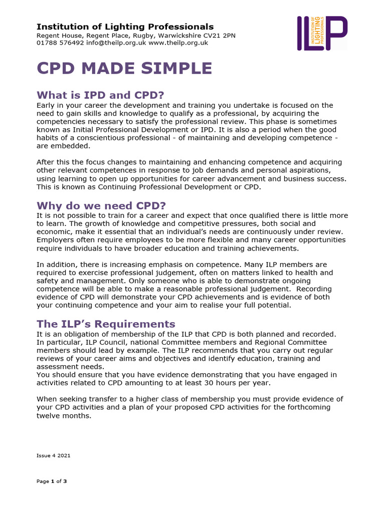 Quick Guide to CPD | PDF | Professional Development | Behavior Modification