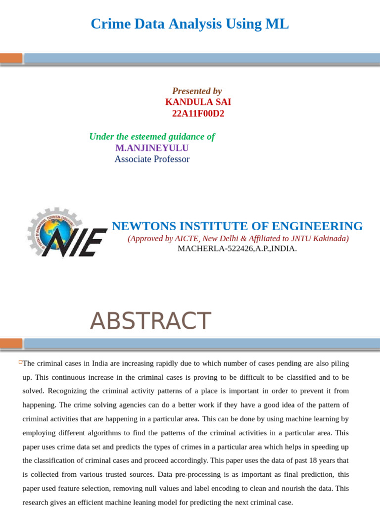 Crime Data Analysis Using ML | PDF | Machine Learning | Prediction