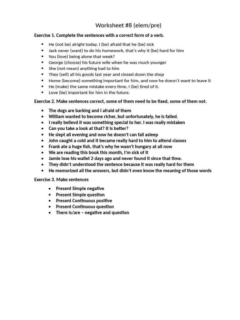 Worksheet11 Elem Pre | PDF | Question