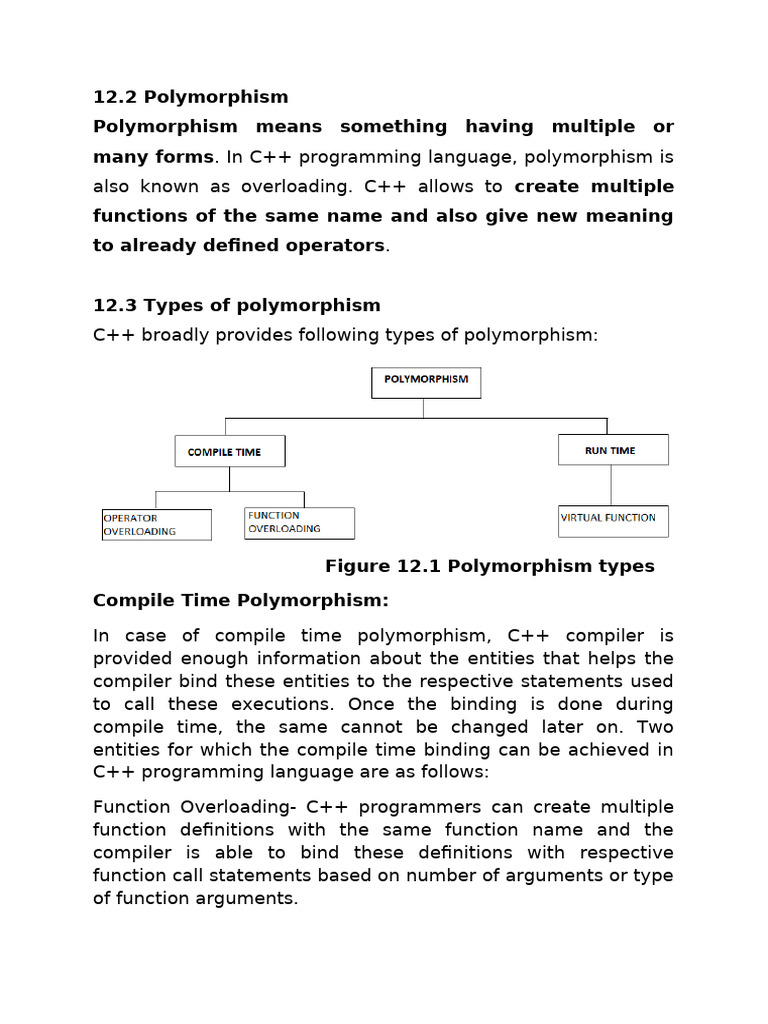 Polymorphism Function Overloading And Operator Overloading Pdf C