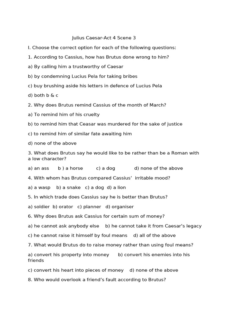 Julius Caesar-Act 4 Scene 3 | PDF | Julius Caesar | Roman Republic