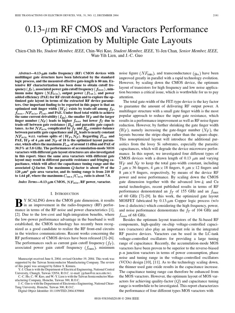 Cmos and Varacrors Oprimization by Multiple Gate Layouts | PDF | Mosfet ...