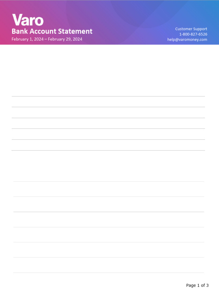 Varo Account Statement Summary | PDF | Debit Card | Banks