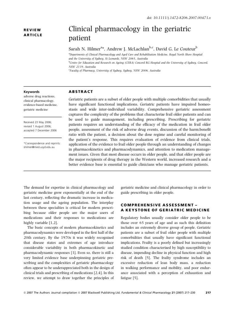 Geriatric Pharmacology: Key Insights | PDF | Geriatrics | Drug Metabolism