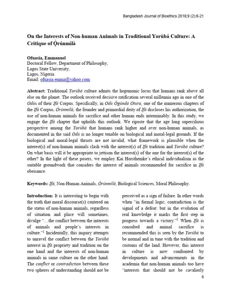 On The Interests of Non Human Animals | PDF | Human | Consciousness
