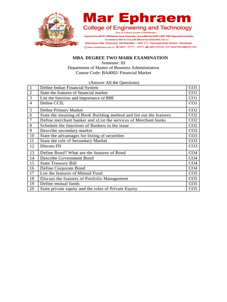 FM 2 Marks Question | PDF