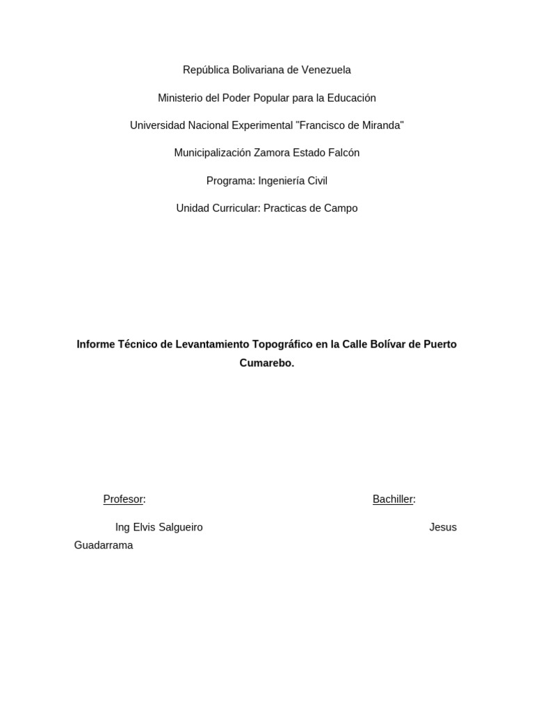 Informe Tecnico Levantamiento Topografico | PDF | Topografía | Ingeniería