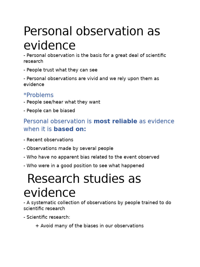 Personal Observation | PDF | Observation | Bias