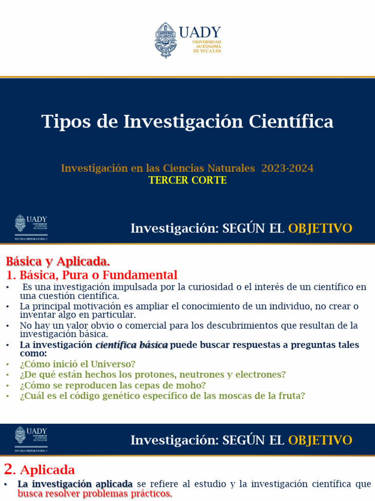 Ppt1-Tipos de Invest. Icn 23-24 | PDF | Experimentar | Conocimiento