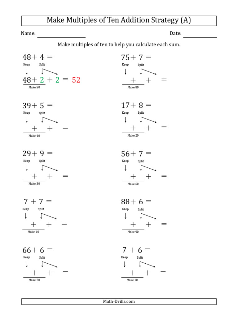 Addition Make Multiples of 10 Strategy 001.1603284157 | PDF