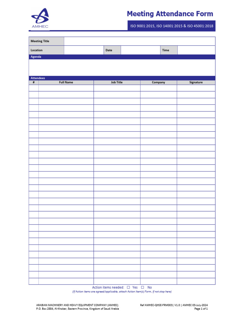Meeting Form for AMHEC Staff | PDF