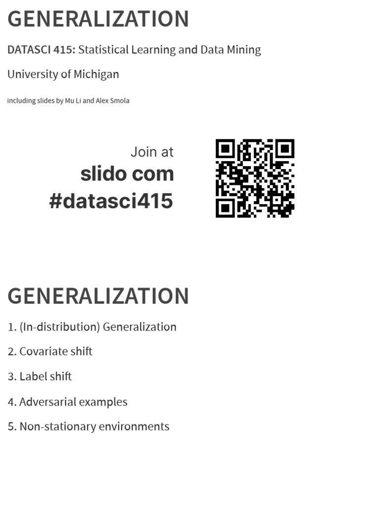 DATASCI 415 - Generalization | PDF