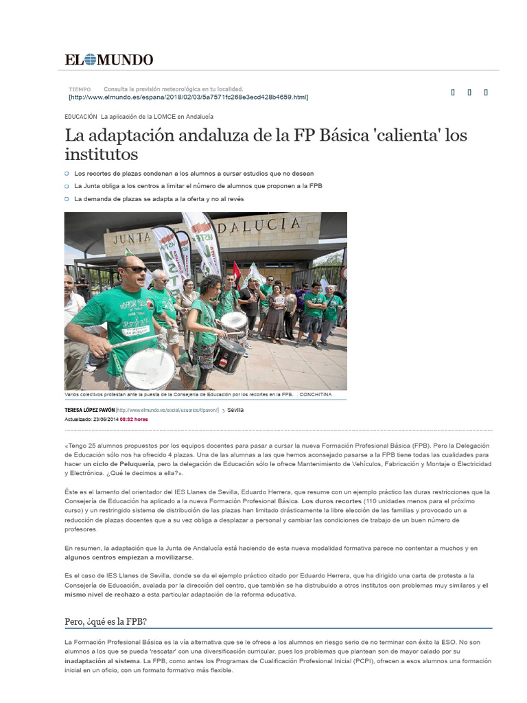 La Adaptación Andaluza de La FP Básica - Calienta - Los Institutos ...