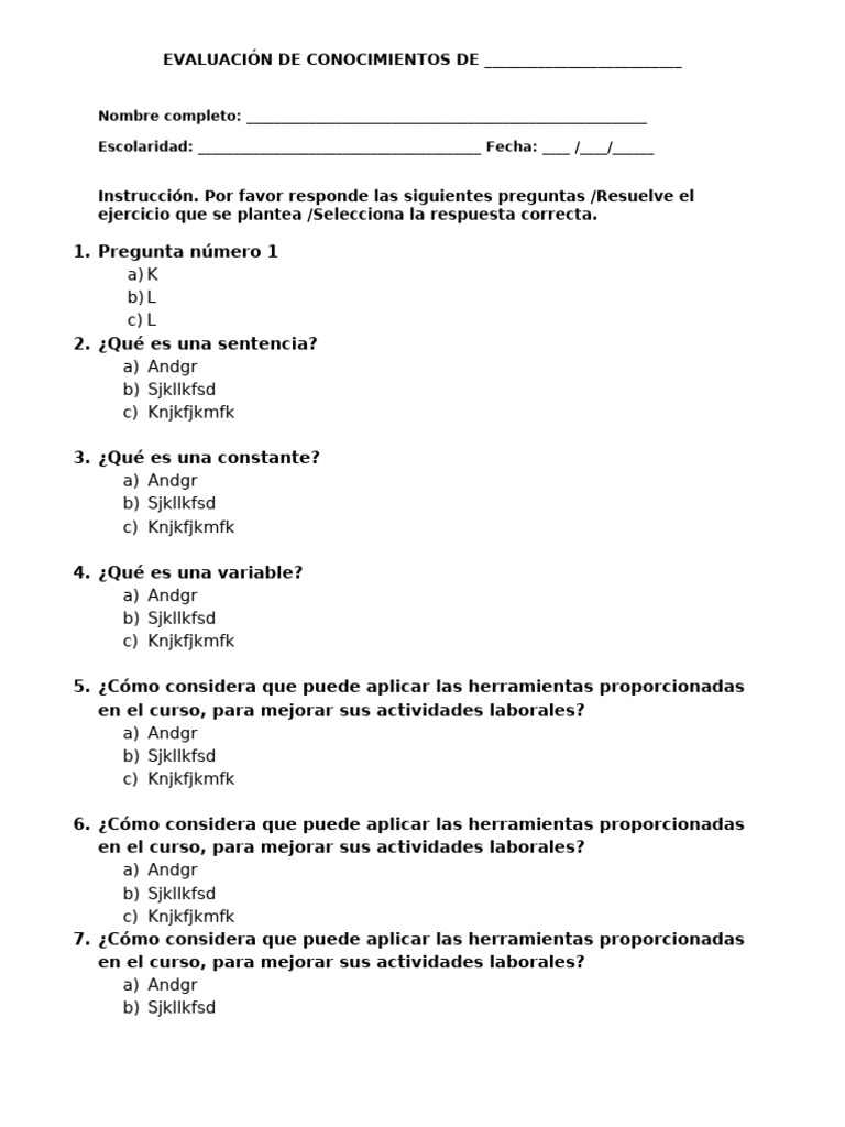 Formato Evaluación Escrita Iagc | PDF