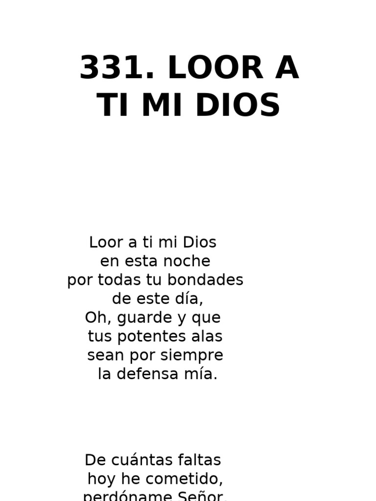 Loor A Ti Mi Dios | PDF